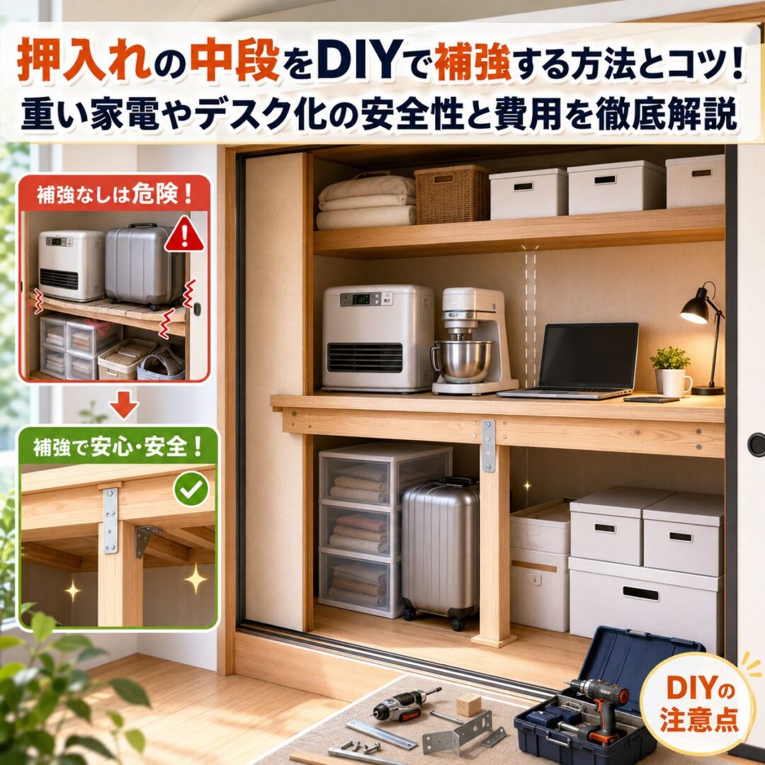 押入れの中段をDIYで補強する方法とコツ！重い家電やデスク化の安全性と費用を徹底解説 | オプション工事ドットコムオプション工事ドットコム